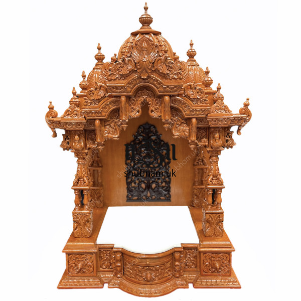 Buy Sevan Wood Pooja Mandir Temple for Home Natural Brown Teak Wood ...