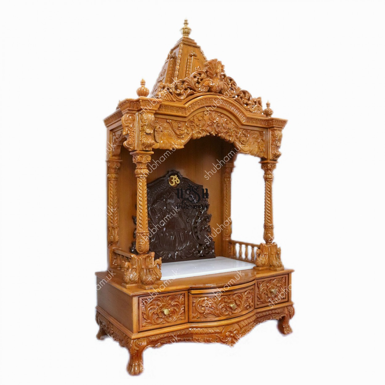 Teak Wood Carved Wooden Mandir UK