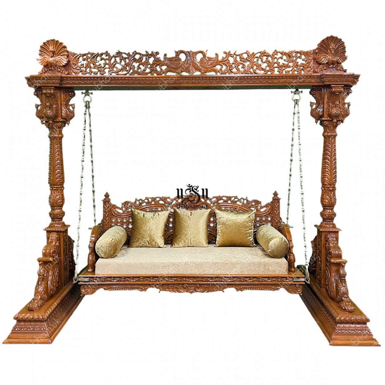 Buy online Indian Indoor Wooden carved Indian Swing Jhula UK - 3 Seater ...