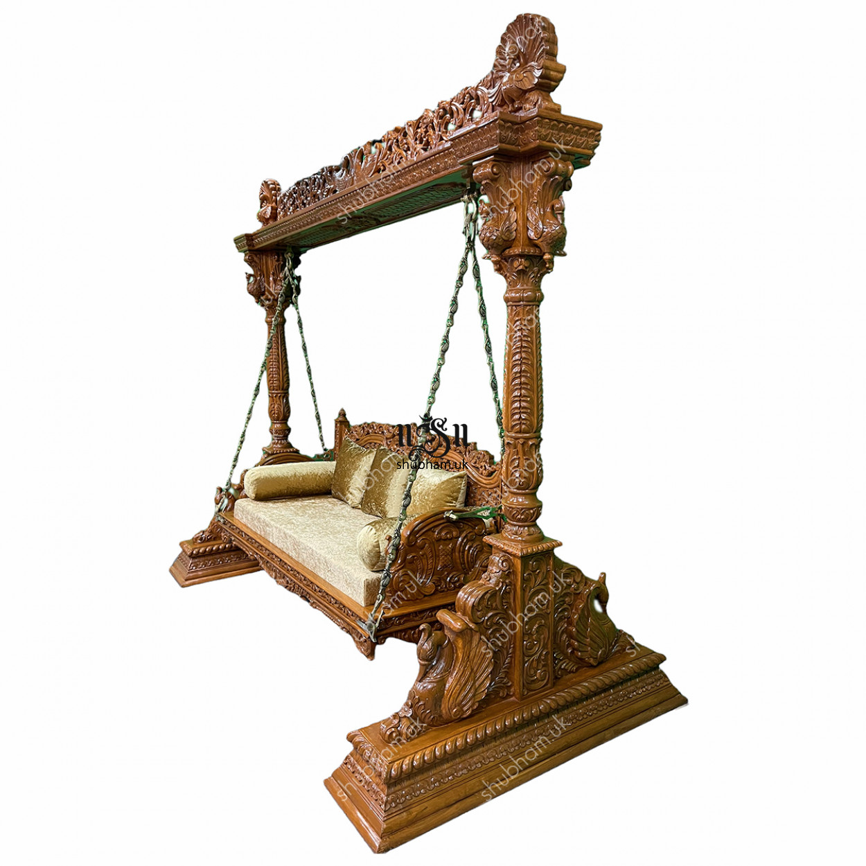 Buy online Indian Indoor Wooden carved Indian Swing Jhula UK - 3 Seater ...