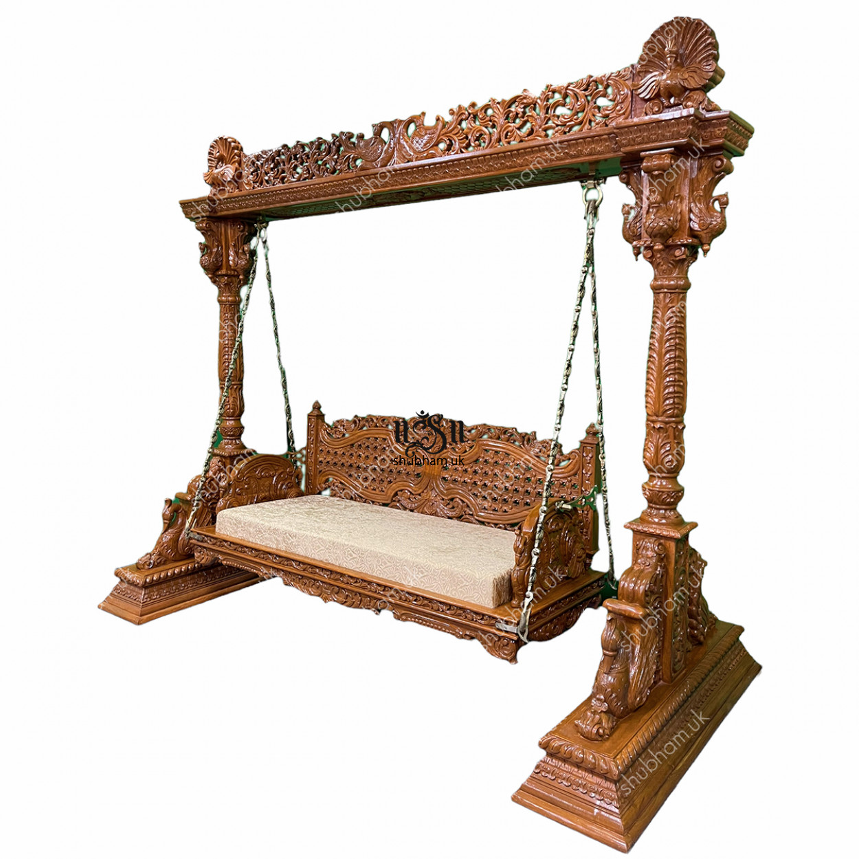 Carved Beautifully Indian Wooden Jhula Swing for UK
