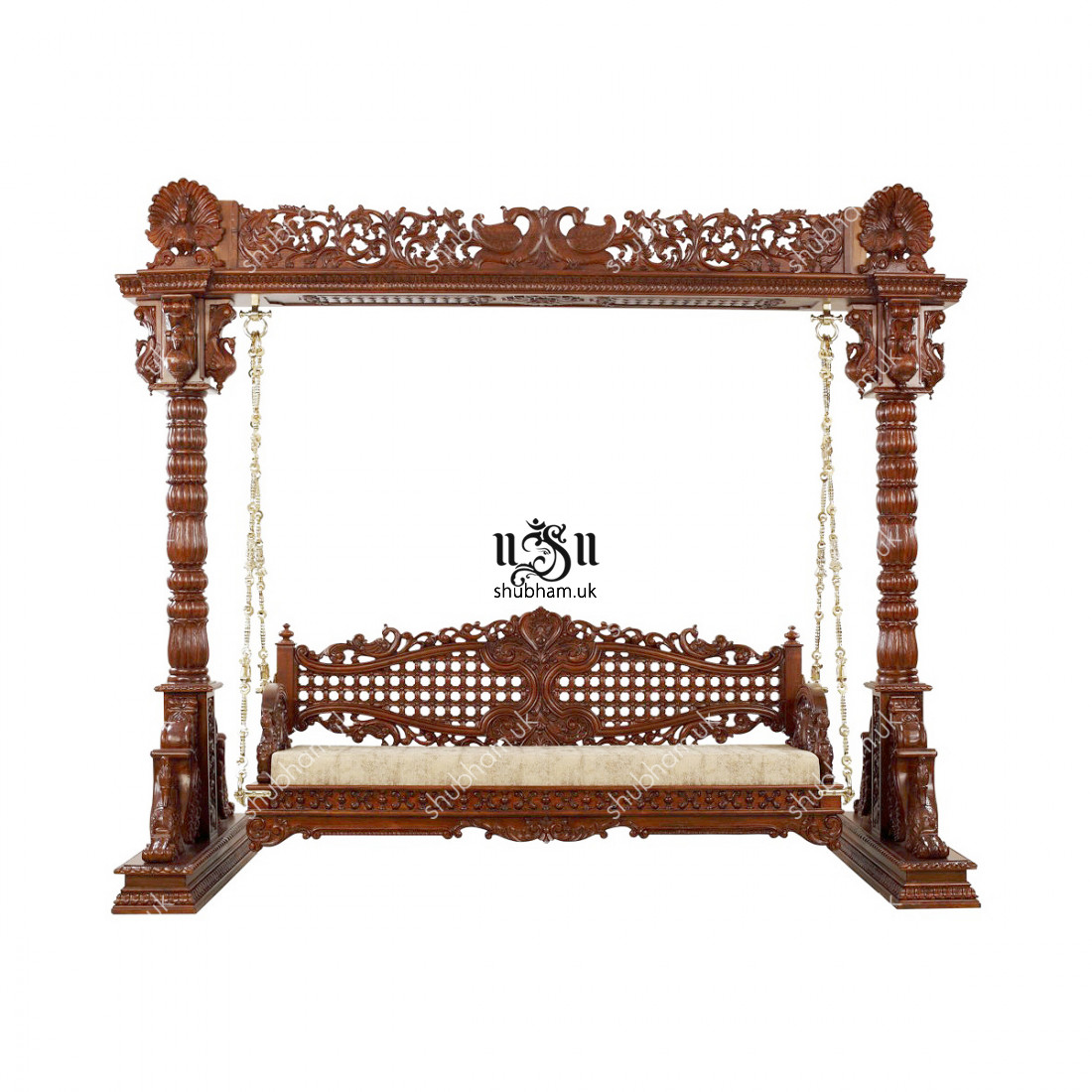 Carved Beautifully Indian Wooden Jhula Swing for UK