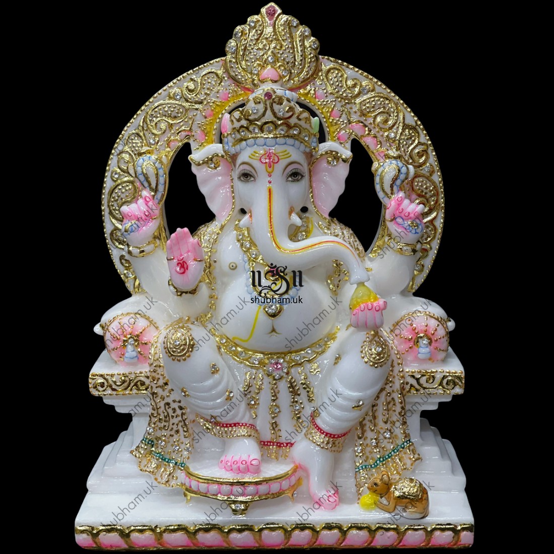 Pure White Marble Ganesh Statue Murti for Your Home Temple in the UK