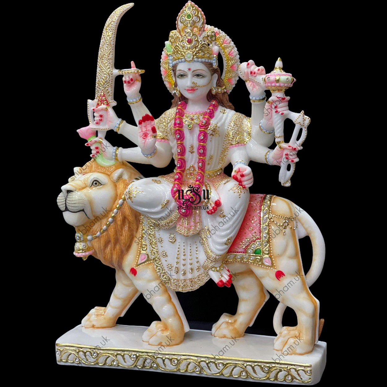Exquisite White Marble Ambey Durga Maa Statues Murti for home