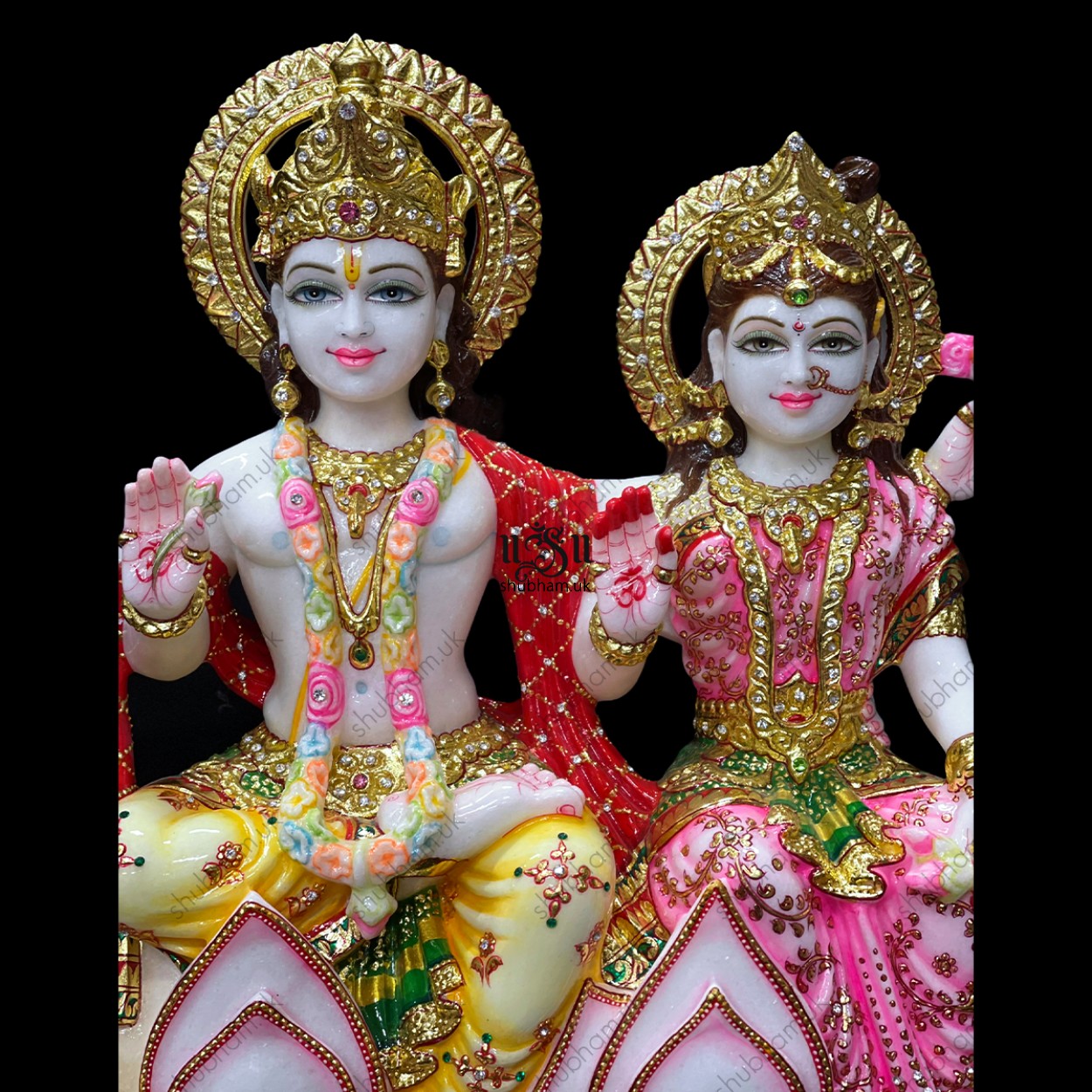 Bhagwan Laxmi Mata Vishnu Narayan Marble Statue 21 inch by Shubham Crafts