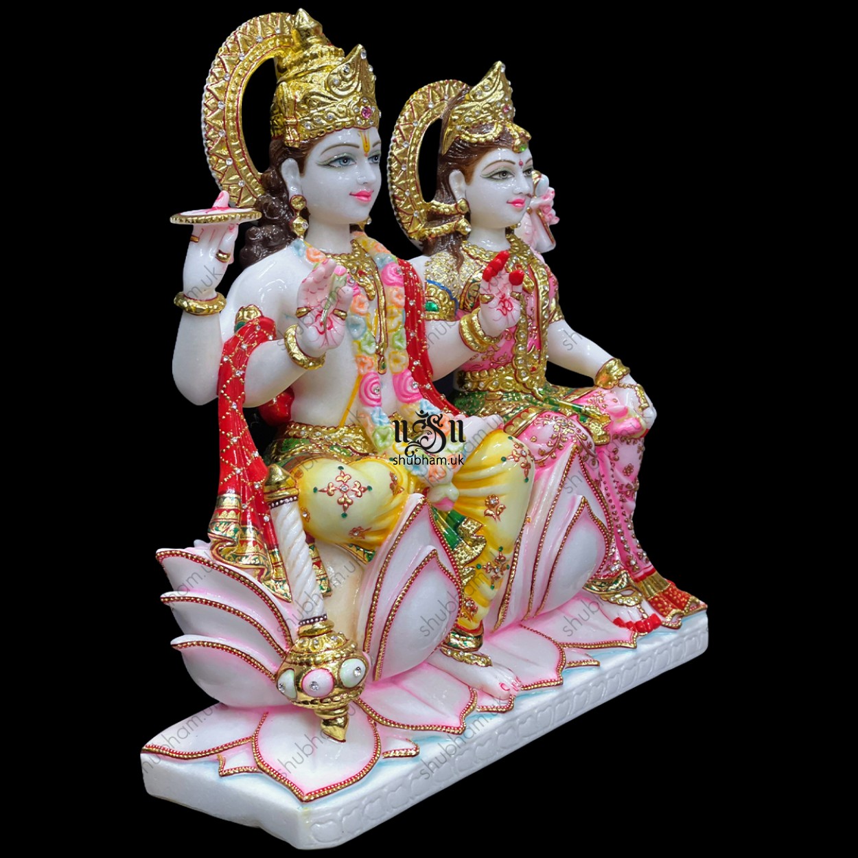 Bhagwan Laxmi Mata Vishnu Narayan Marble Statue 21 inch by Shubham Crafts