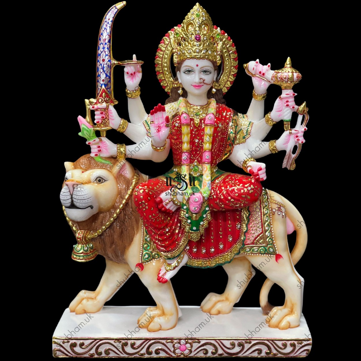 Extremely Beautiful Devi Maa Marble Murti Statue of Durga Mata seated ...