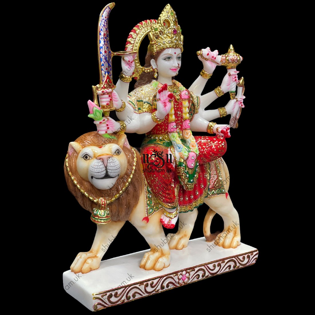 Extremely Beautiful Devi Maa Marble Murti Statue of Durga Mata seated ...