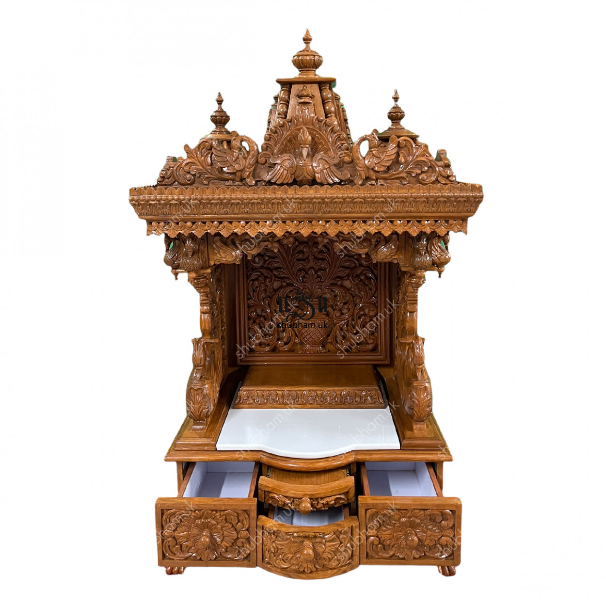Buy Beautifully Engraved Indian Pooja Mandir in Teak Wood online from ...