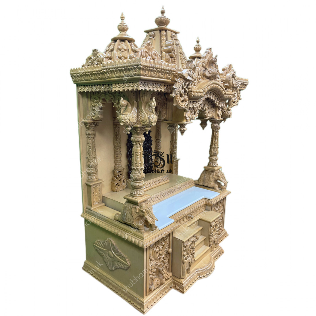 Buy Fully Hand-carved Indian Pooja Altar for home Mandir - Big Wooden ...