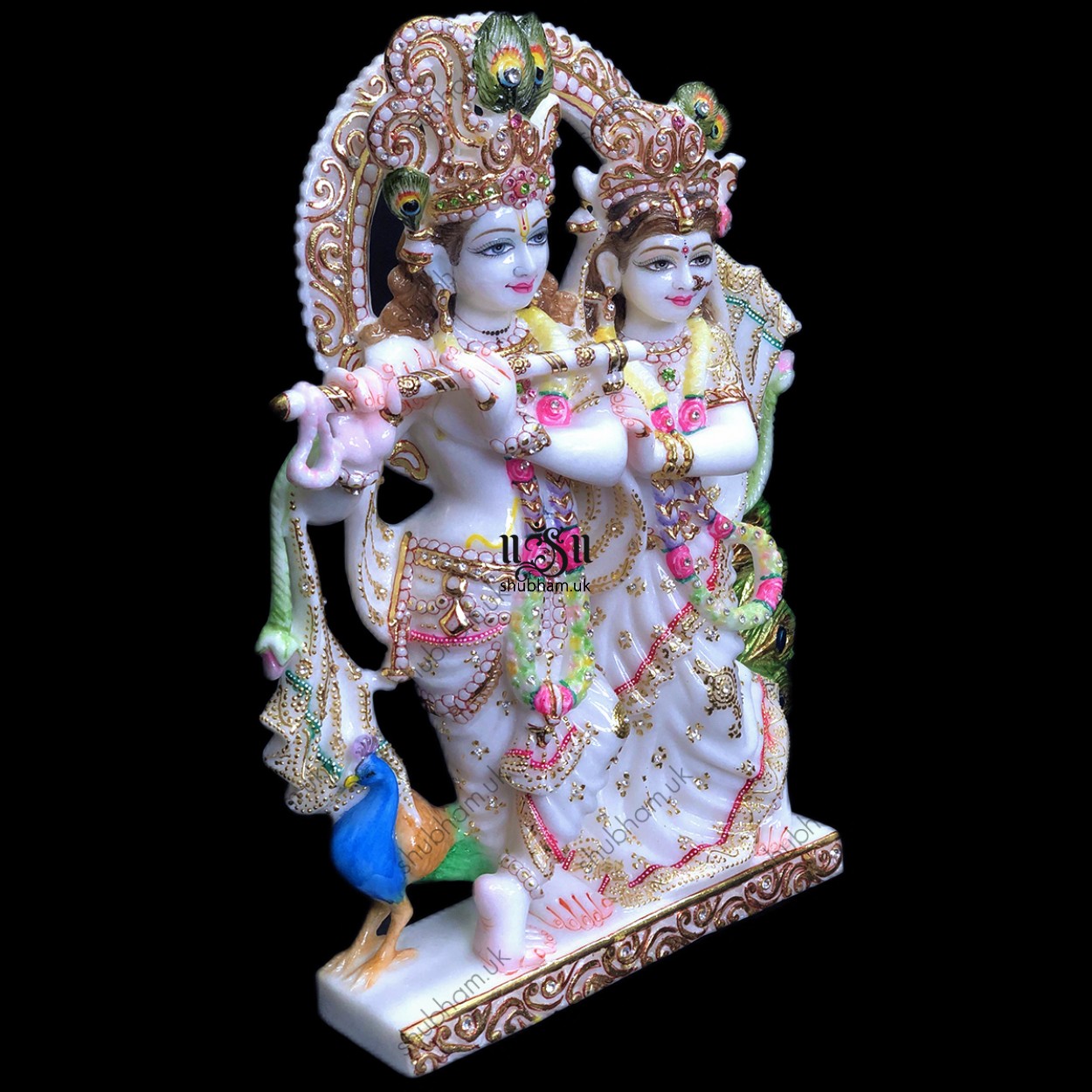 Beautifully Hand Carved Radha Krishna Marble Murti UK - 18 inch